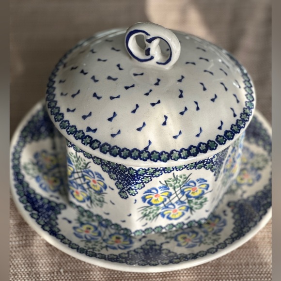 Unik | Art | Unikat Polish Pottery Pretzel Jar Matching Plate | Poshmark